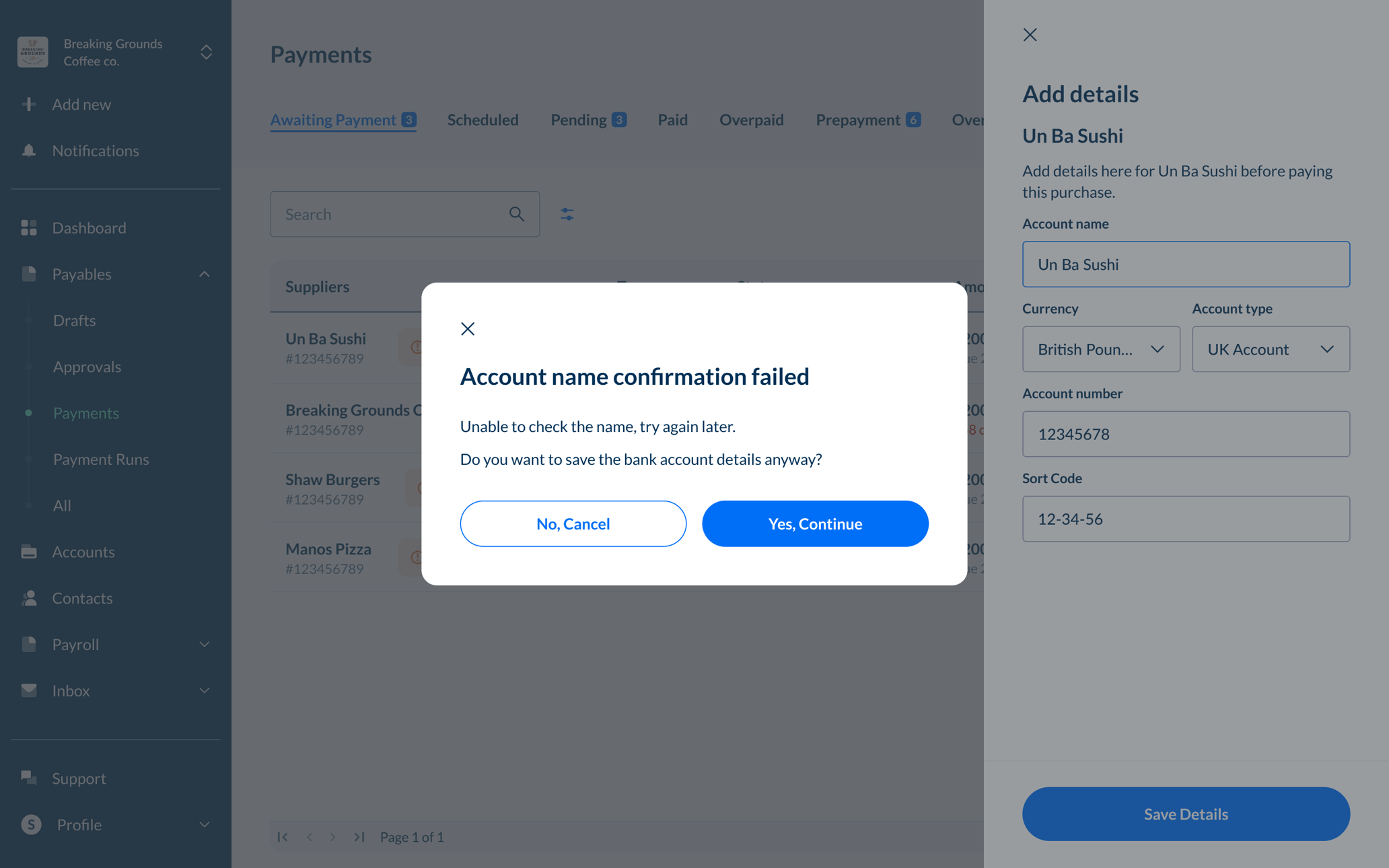 What is a confirmation-of-payee check?